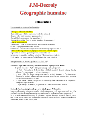 Fondement de la geographie humaine - ULB - Studocu