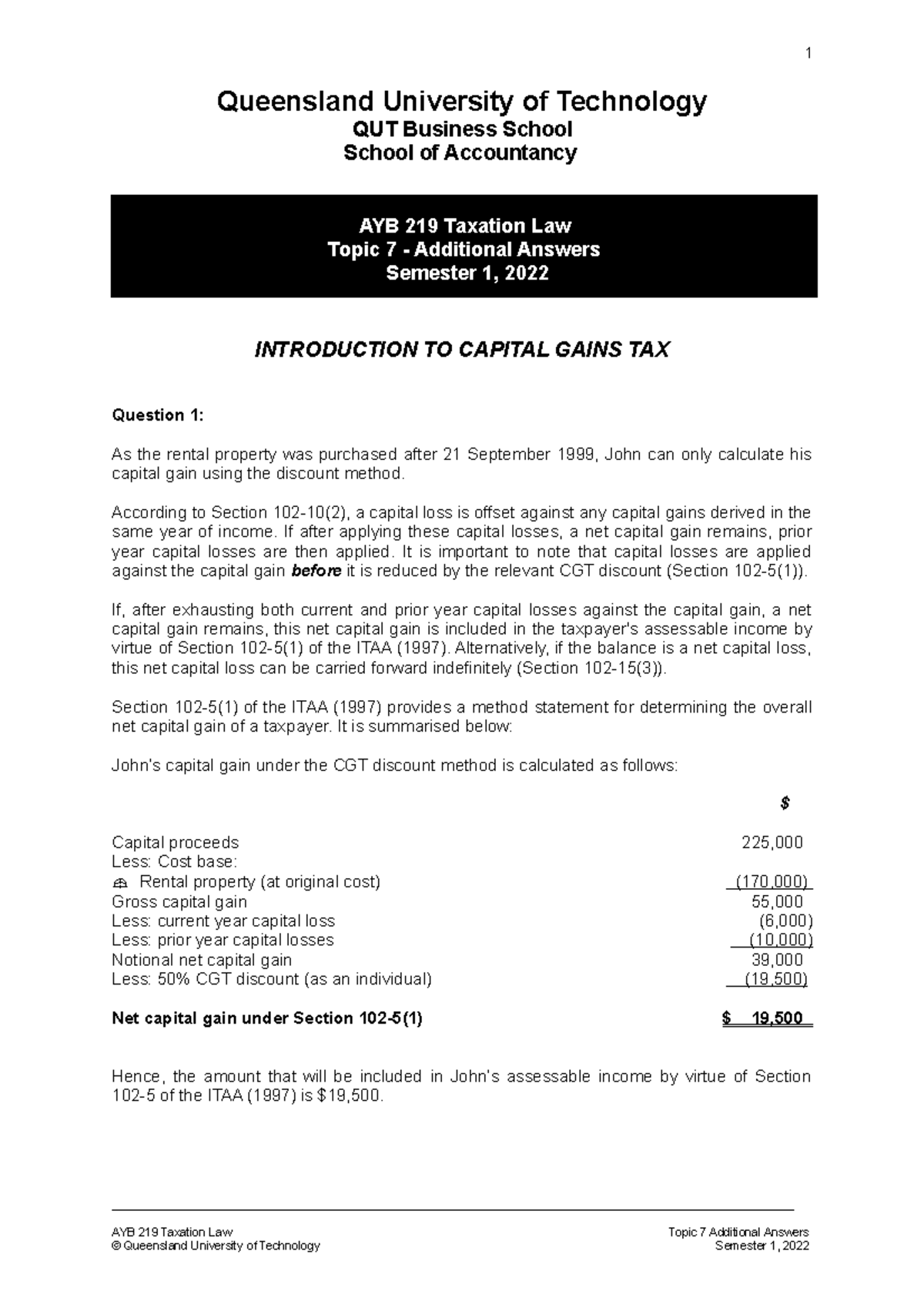 Tutorial 7-12 - Queensland University of Technology QUT Business School ...