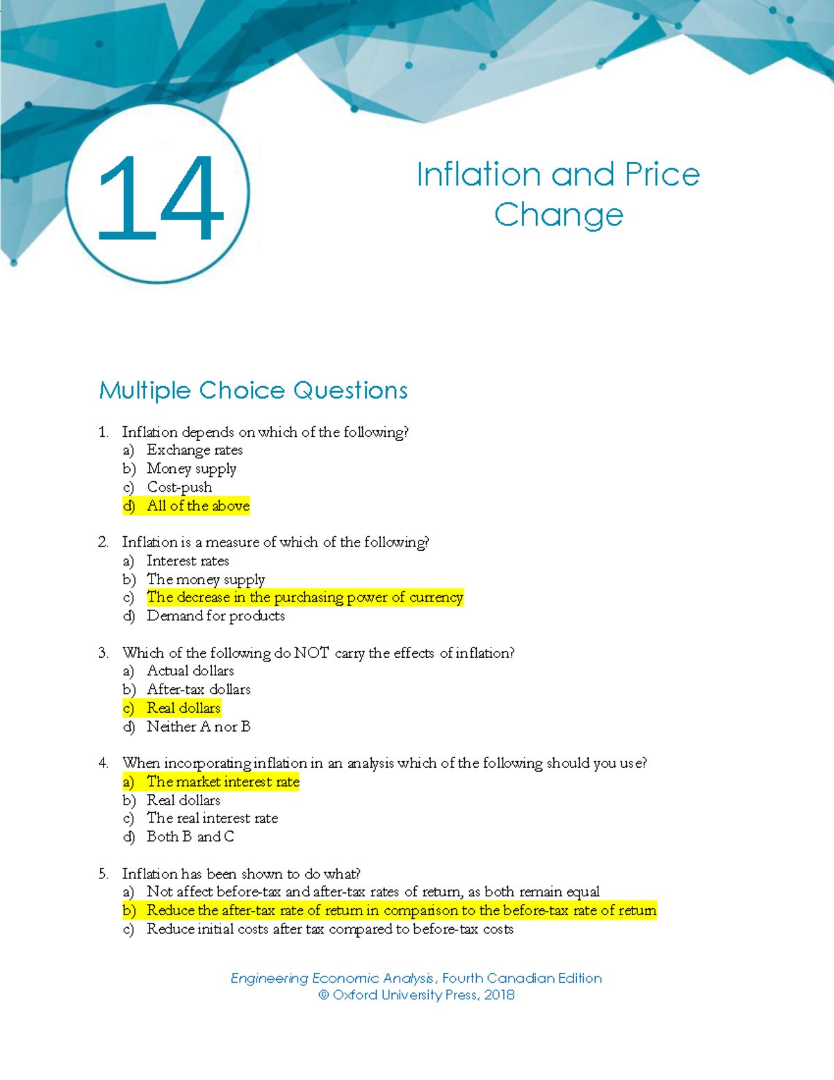 Chapter 14 practice questions - Engineering Economic Analysis , Fourth ...