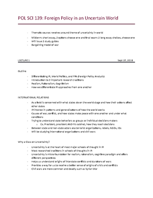 Week 5 Lectures - Lecture notes 6-7 - Week 5 Lecture 1: The Bargaining ...