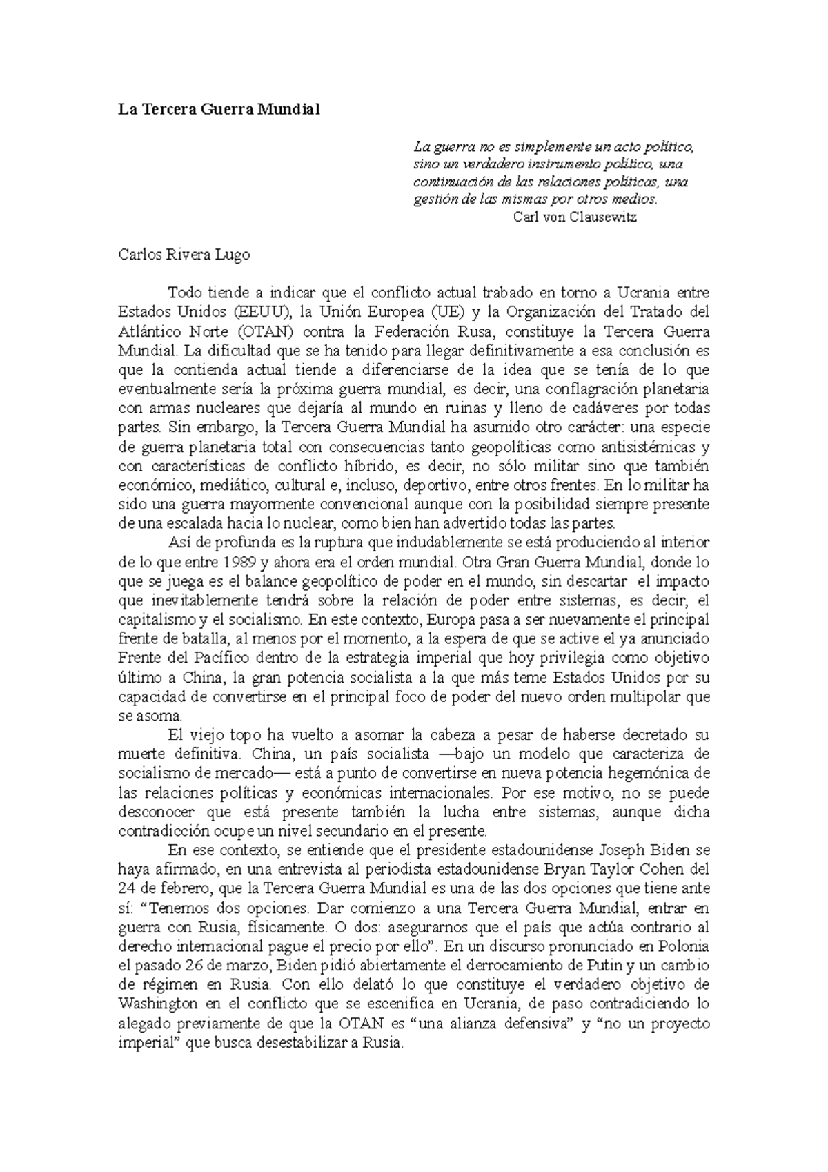 CRL-La Tercera Guerra Mundial - La Tercera Guerra Mundial La guerra no ...