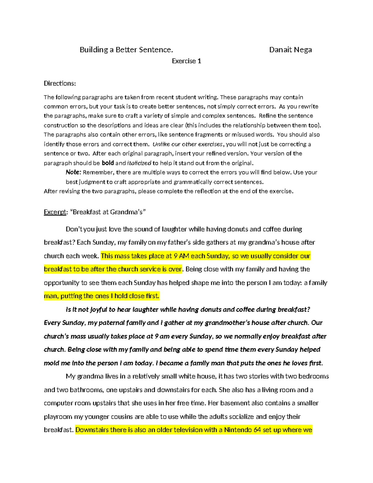 Build a Better Sentence Activity 1 - Building a Better Sentence. Danait ...