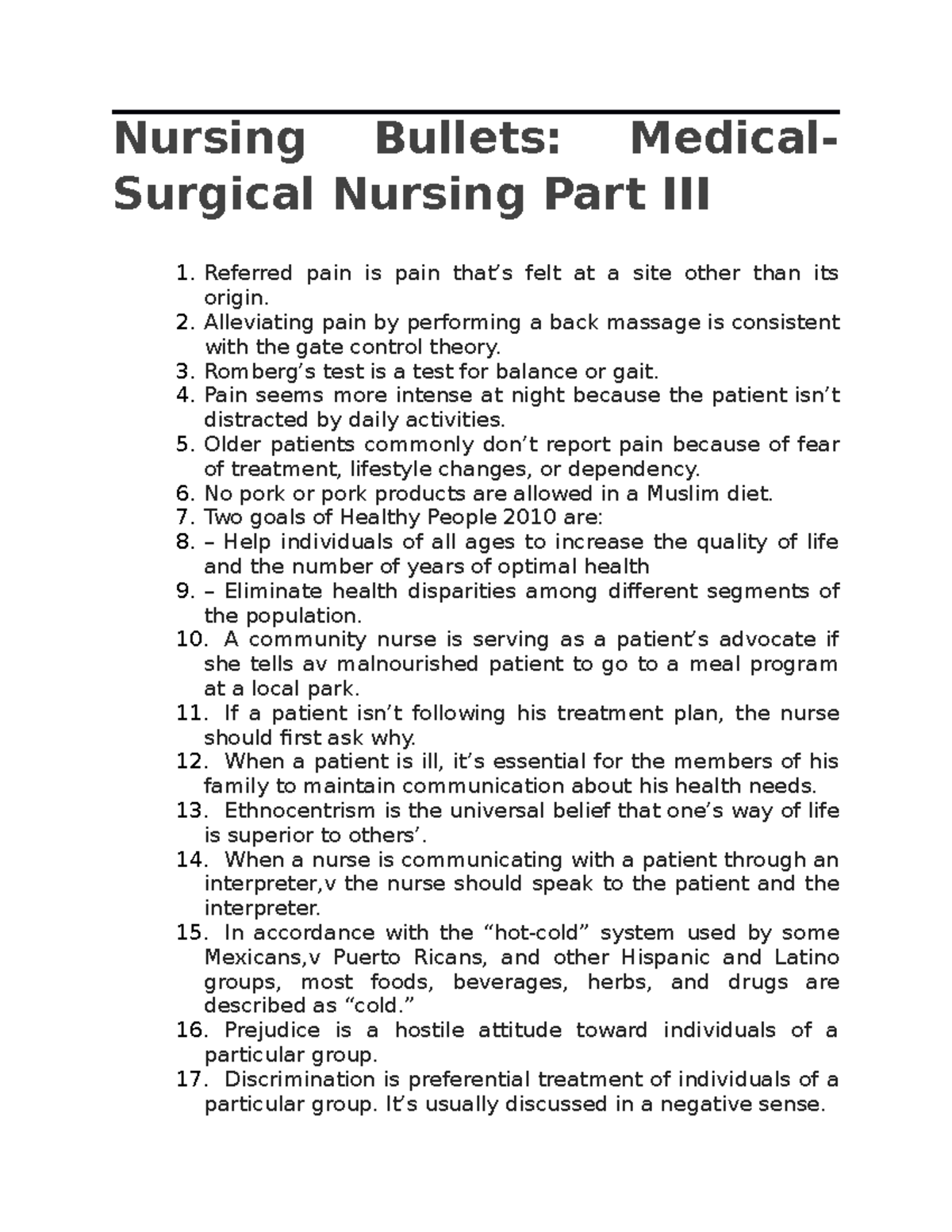 Medical Surgical Nursing 3 Bullets - Nursing Bullets: Medical- Surgical ...