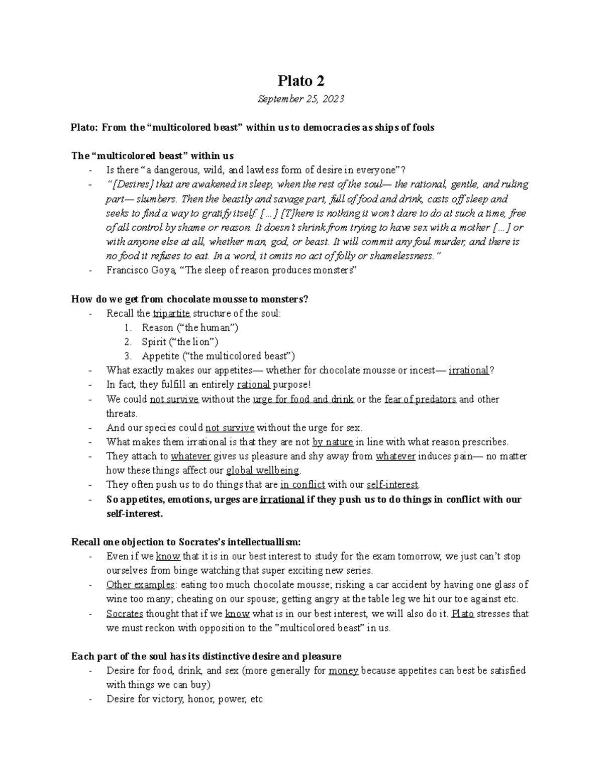 PHIL 202 - Sept 25 - Plato 2 - Plato 2 September 25, 2023 Plato: From ...