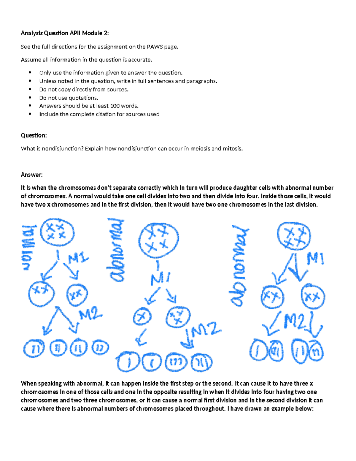 Analysis Question APII Module 2 - Assume all information in the ...