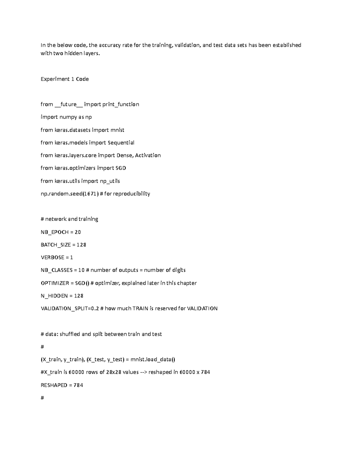 Gpt1 - CS370 - In the below code, the accuracy rate for the training ...