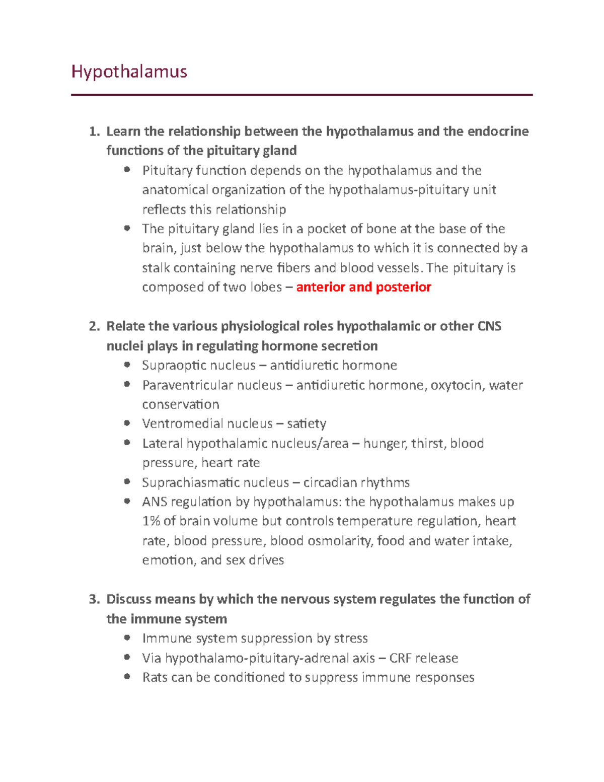 Hypothalamus - The pituitary is composed of two lobes – anterior and ...