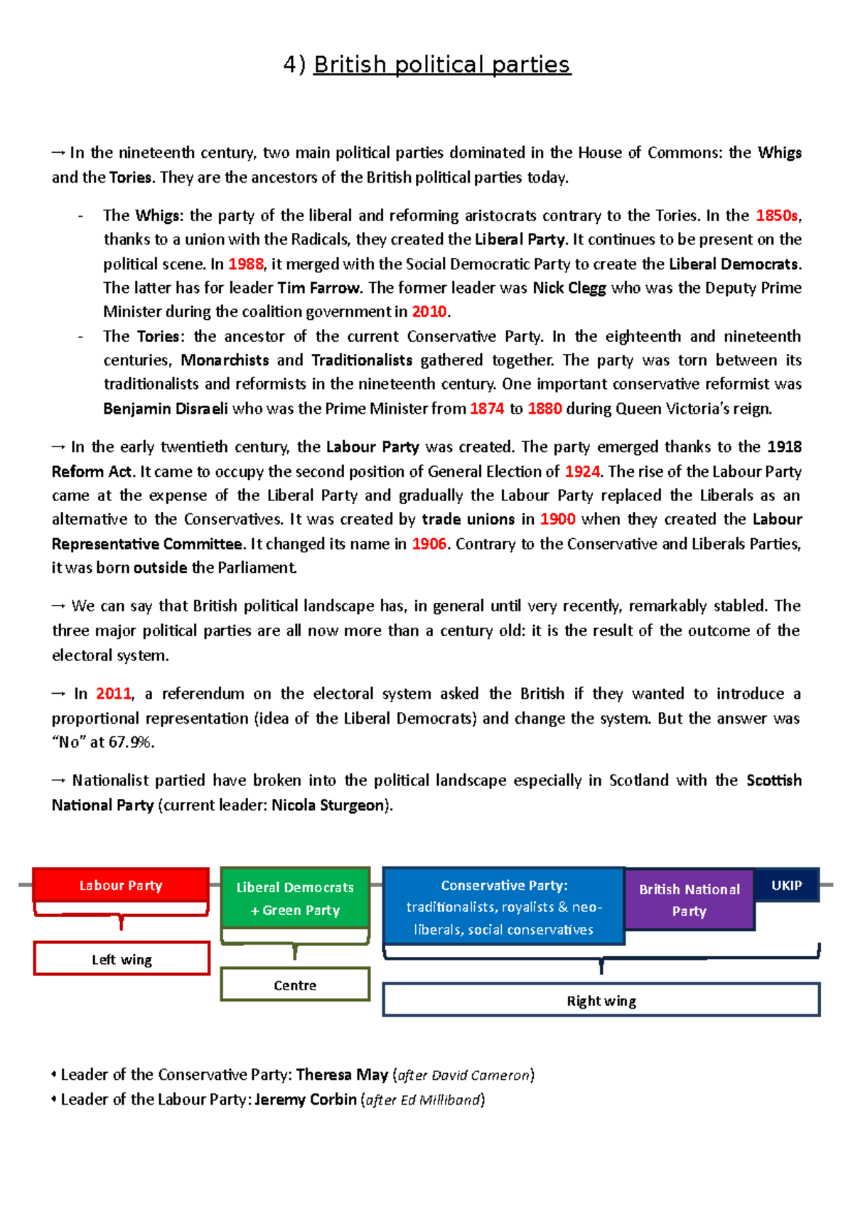4) British Politcial Parties - 4) British political parties → In the ...