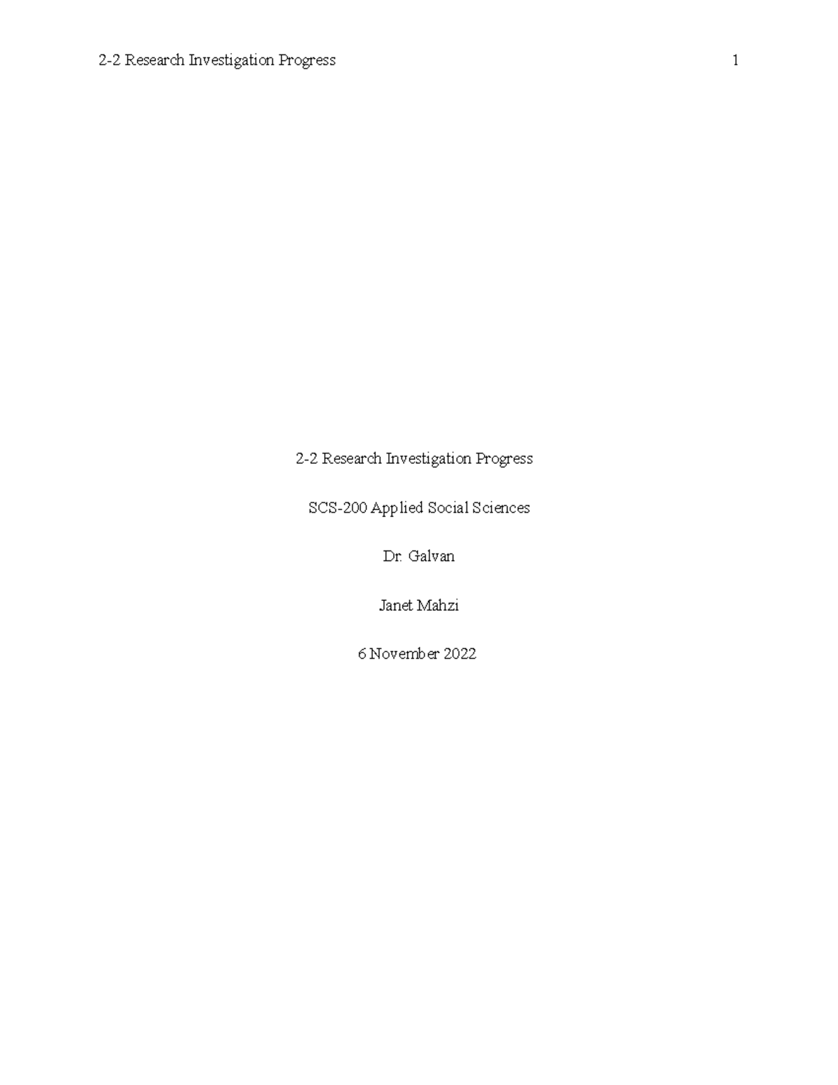 Project One - Research Investigation Work 11-06-2022 - 2-2 Research ...