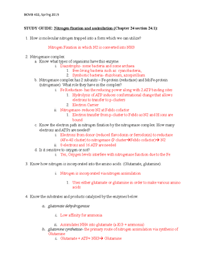 BCMB 402 - Lecture notes Lectures 1-10 - BCMB 402- Nitrogen Building ...
