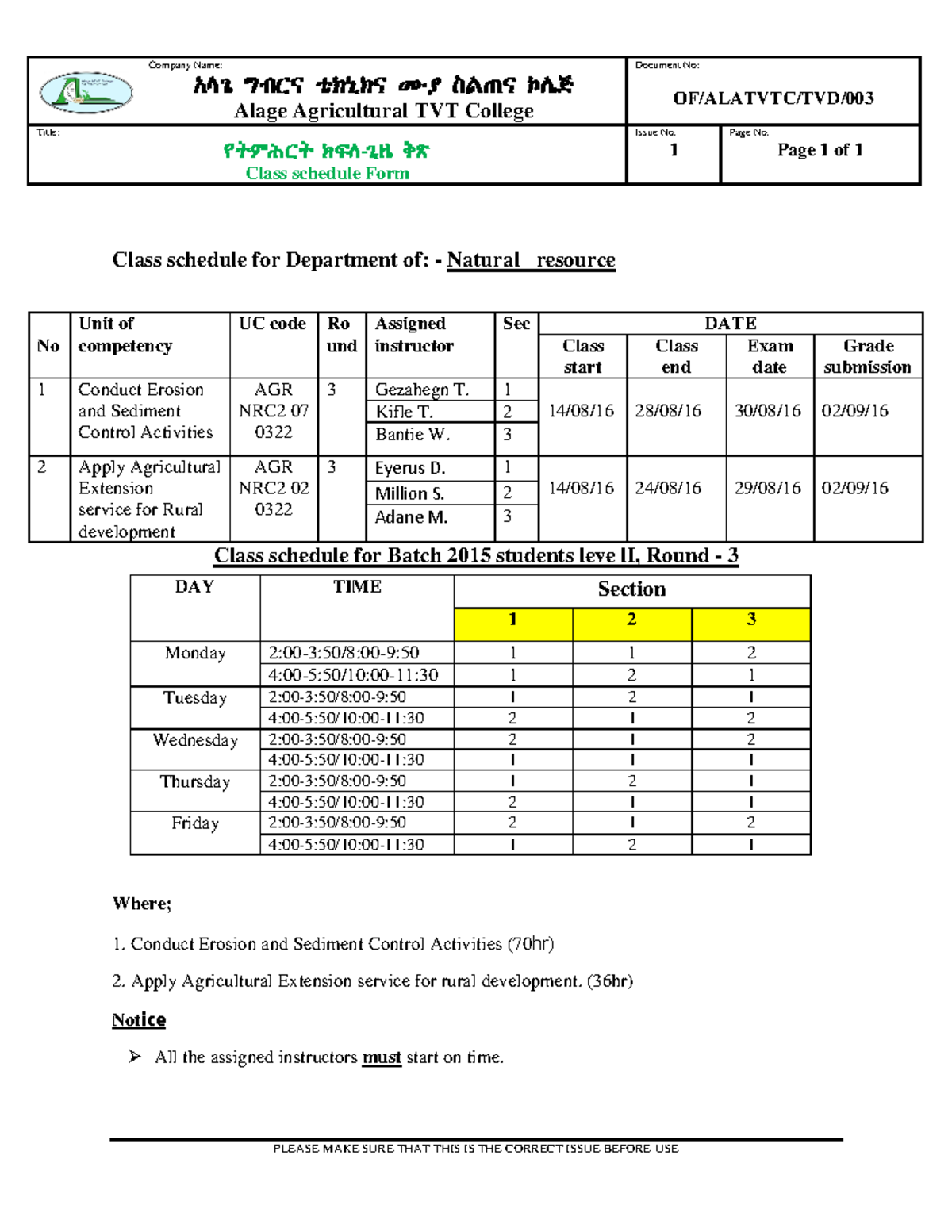 Natural resource, Class schedule level 2 ,3rd round PDF - Company Name ...