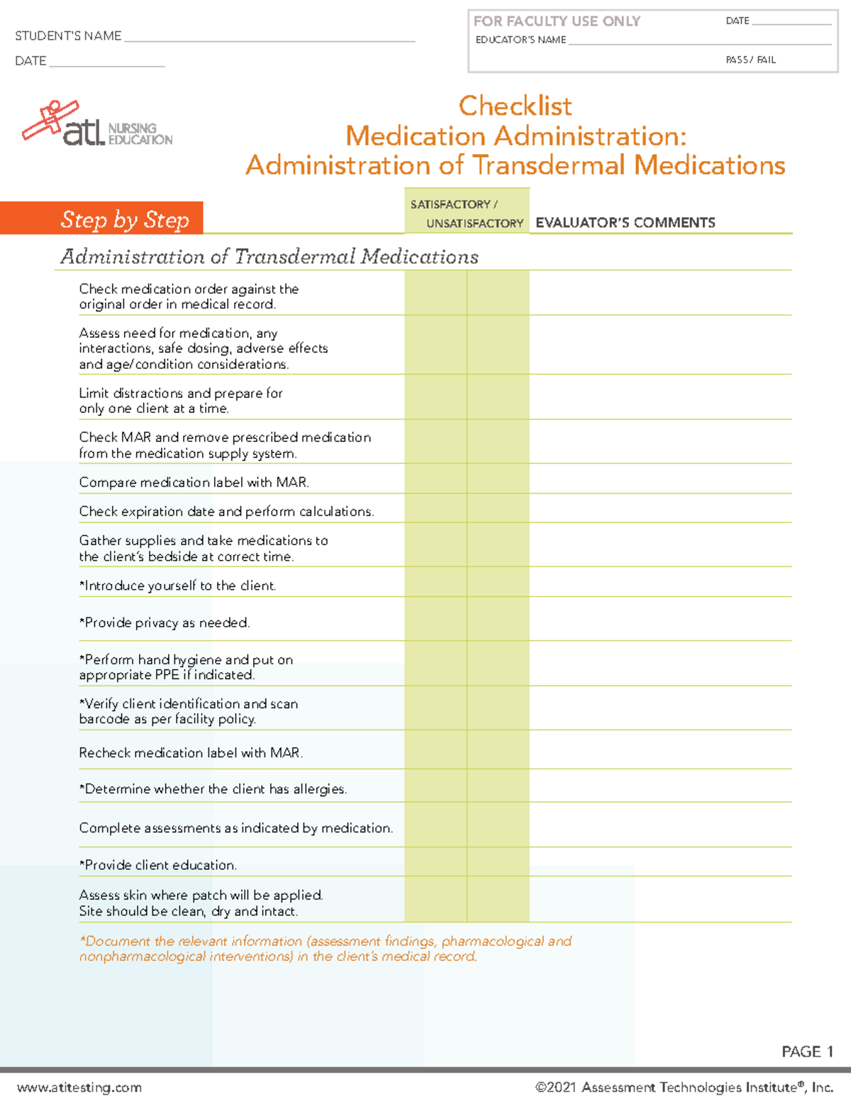 Ati Medication Administration Administering Transdermal Medications ...