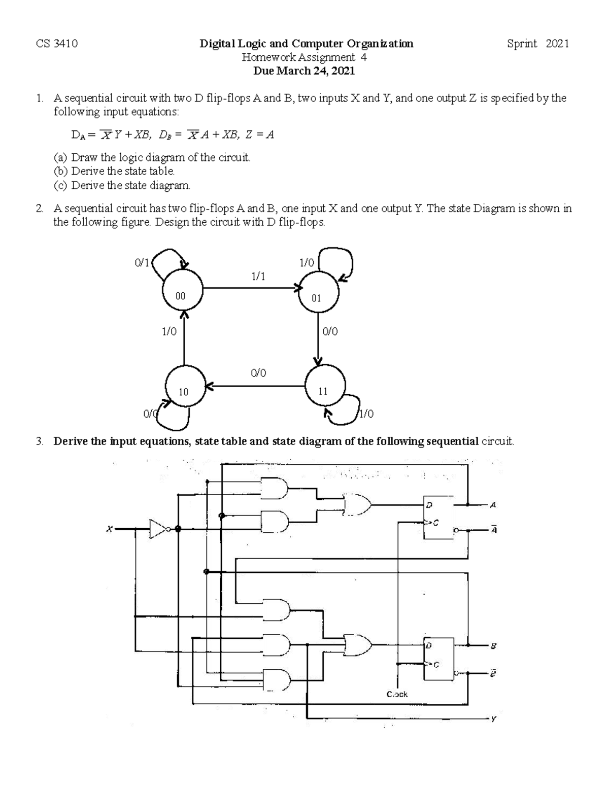 341HW4.S21 copy - CS3410 Homework 4 based on chapter 4 - CS 3410 ...