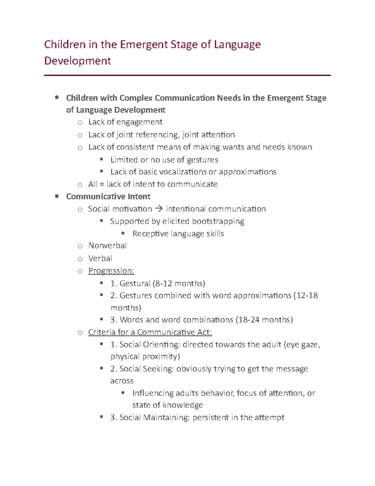 Children in the Emergent Stage of Language Development - Children in ...