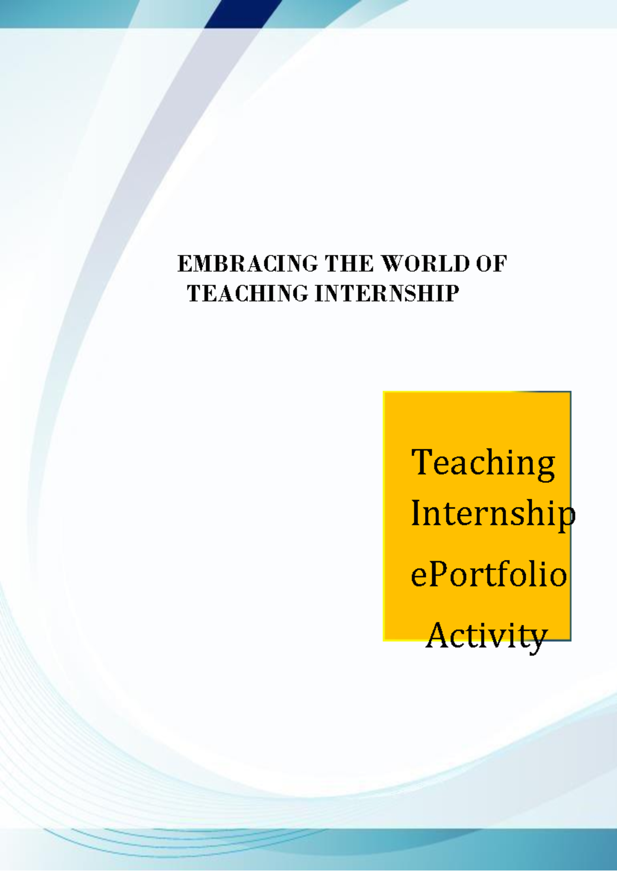 Activity Worksheet - EMBRACING THE WORLD OF TEACHING INTERNSHIP ...
