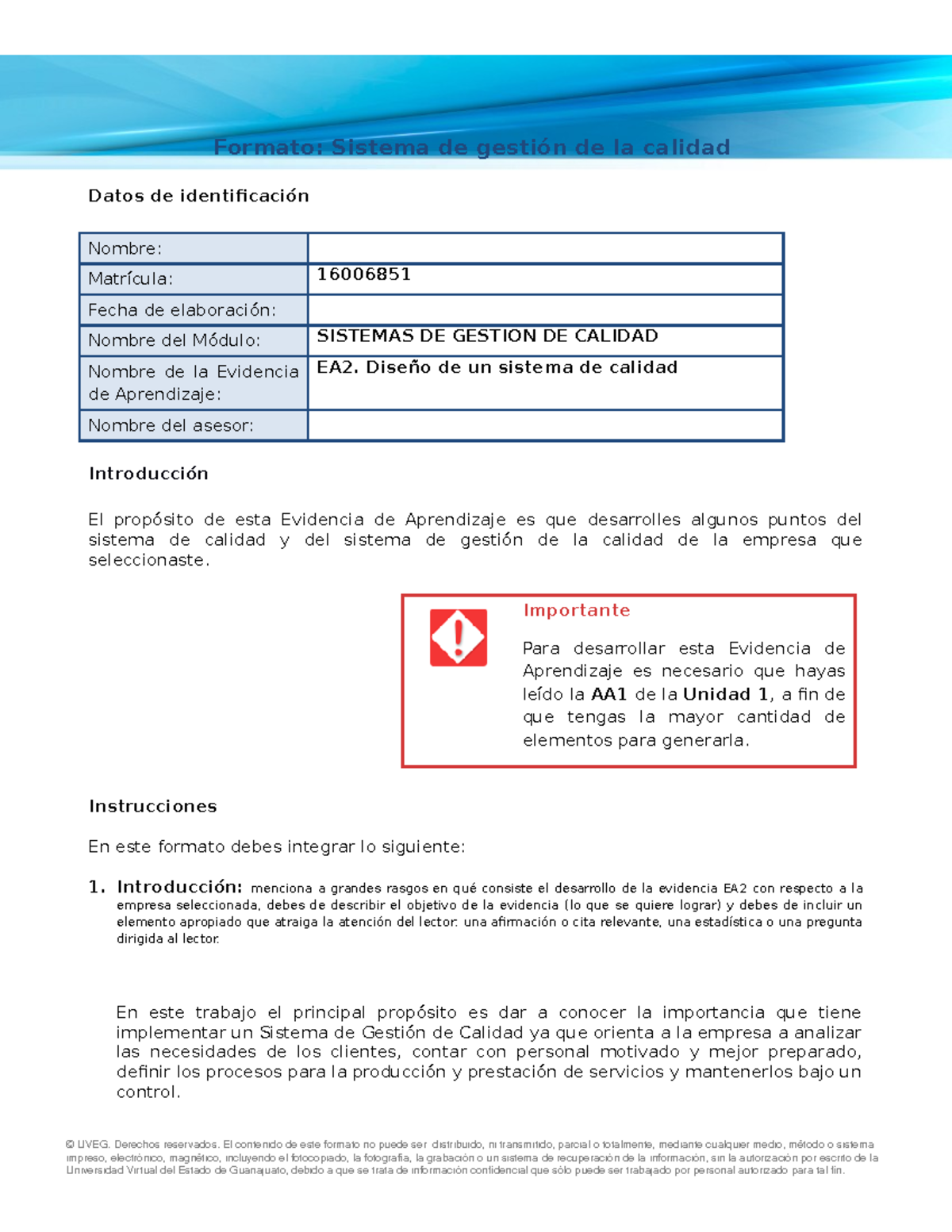 SGC EA2 Formato v3 EA2. Diseño de un sistema de calidad - Formato: Sistema de gestión de la ...