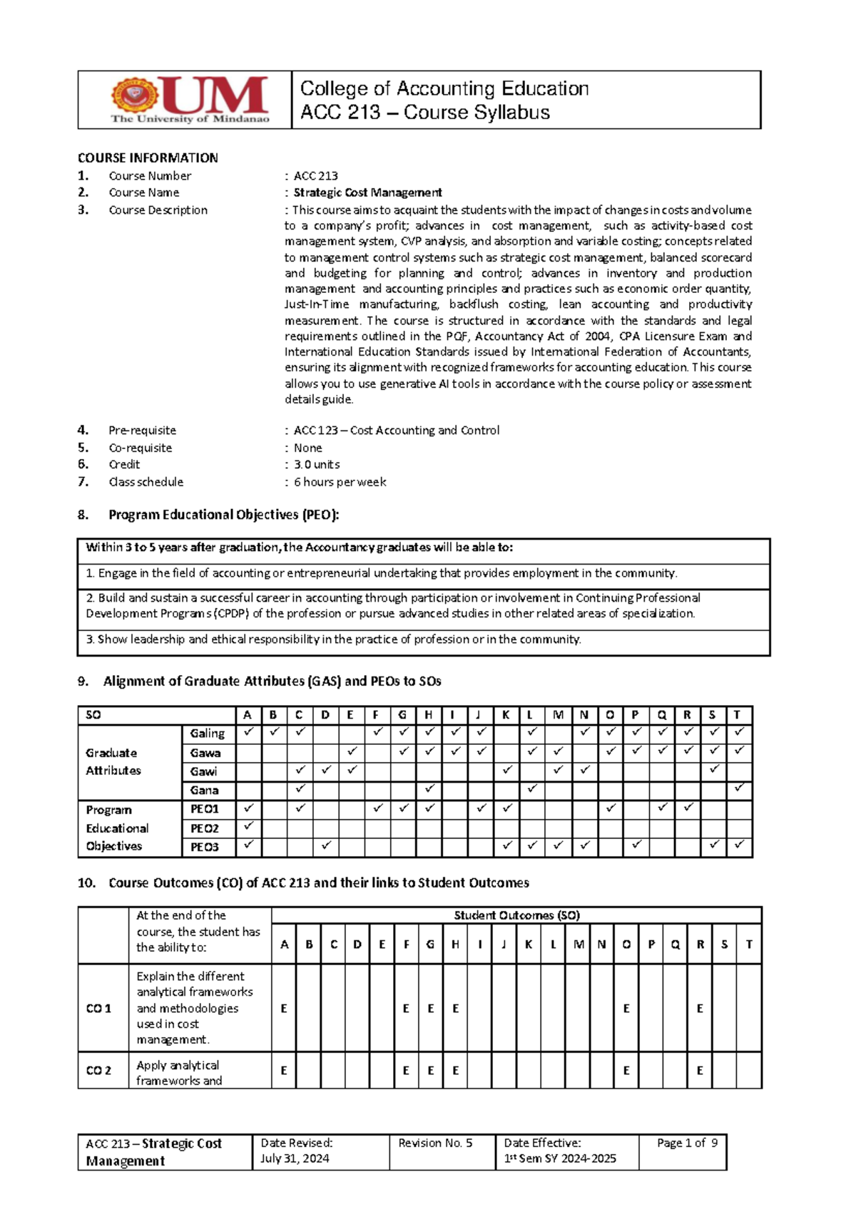 BSA2 - ACC 213 Strategic Cost Management - Rev. 5 1st Sem SY 2024-2025 ...