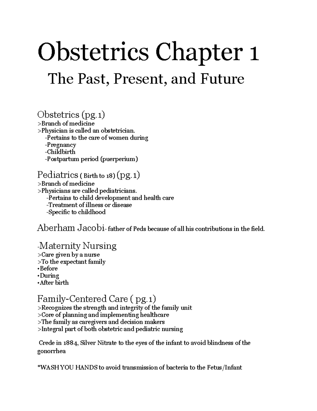 Obstetrics Chapter 1 - lecture notes - Obstetrics Chapter 1 The Past ...
