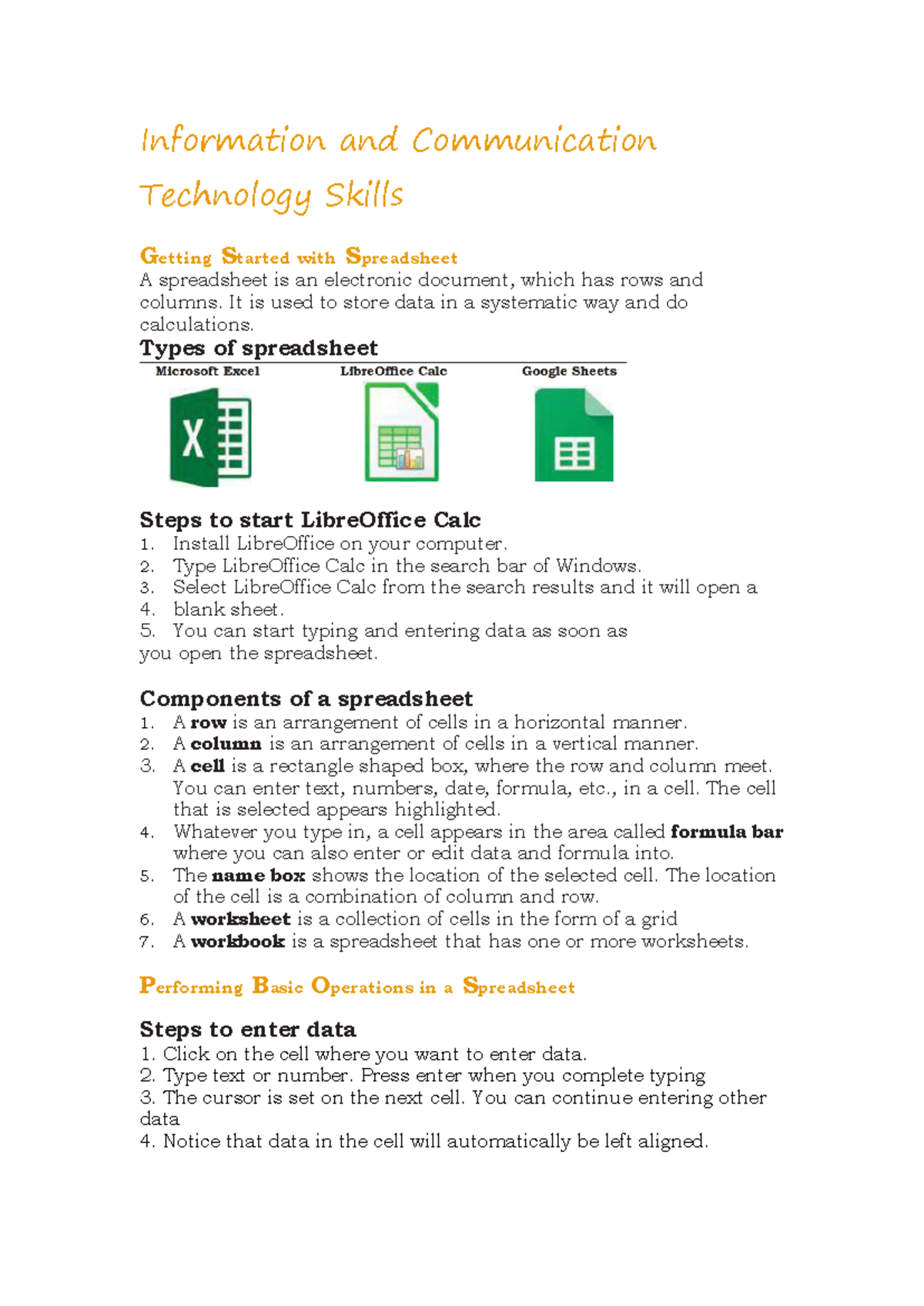 ICT Skills - nil - Information and Communication Technology Skills ...