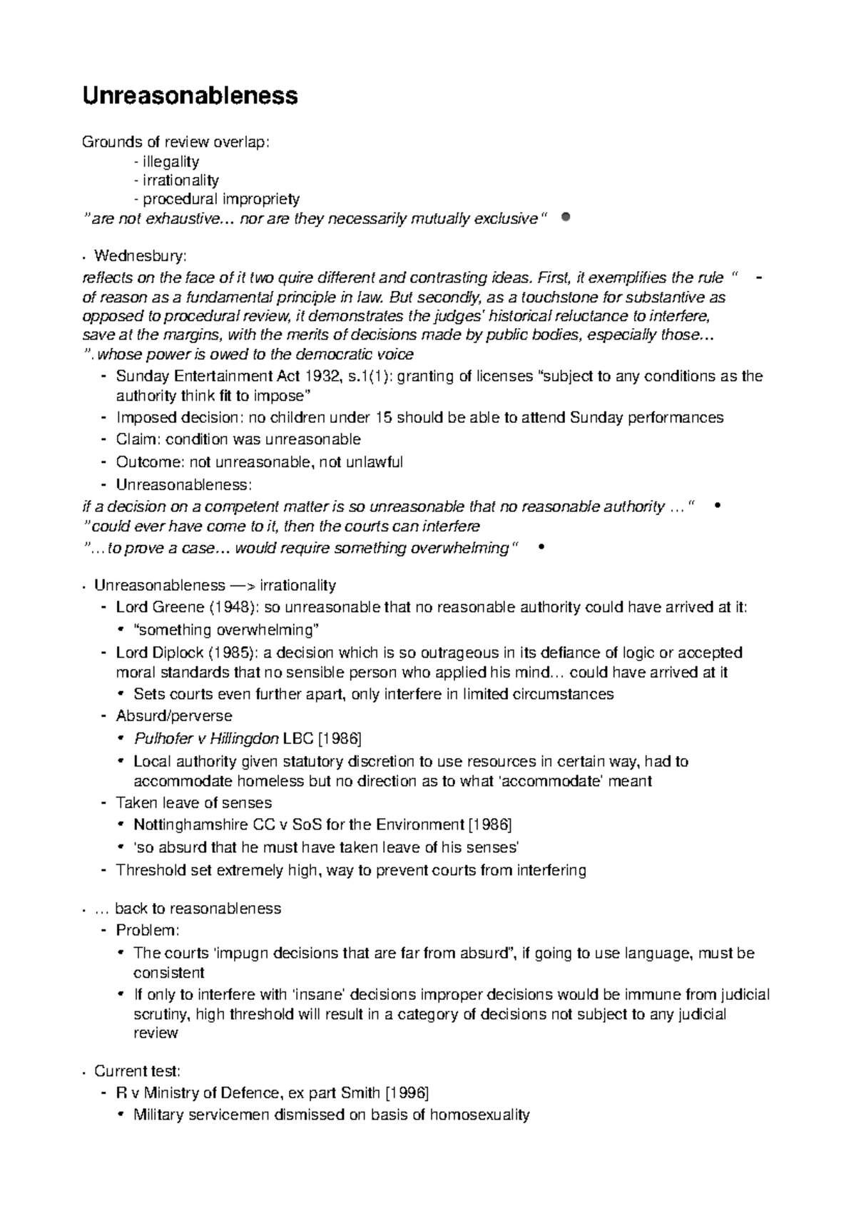 7. Unreasonableness - Notes - LAW2010 - Studocu