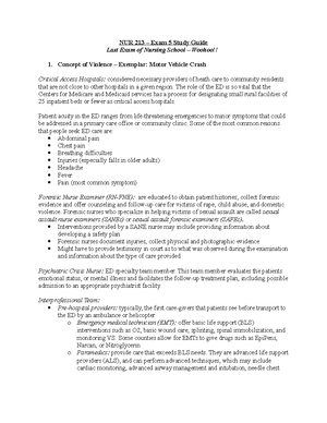 NUR 213 test 2 study guide - NUR 213 – Exam 2 Study Guide 1. Concept of ...