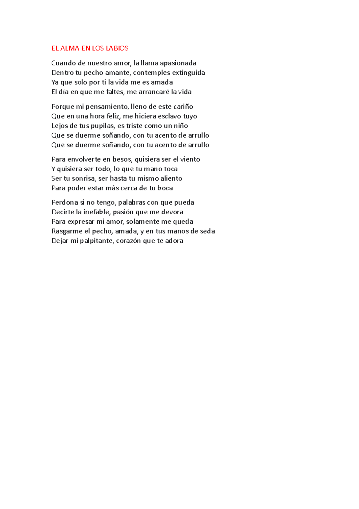 Letras DE Pasillos - EL ALMA EN LOS LABIOS Cuando de nuestro amor, la ...