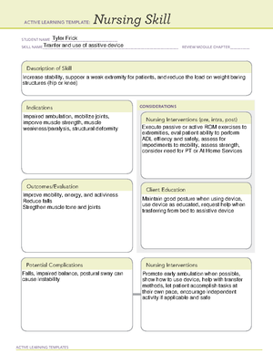 ATI 3 - ATI remediation notes - ACTIVE LEARNING TEMPLATES Nursing Skill ...