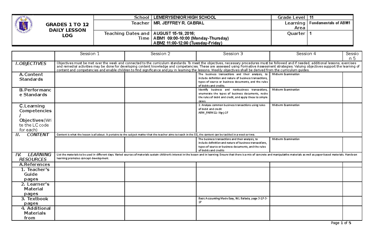 Finaldllweek 7 - DLL - GRADES 1 TO 12 DAILY LESSON LOG School ...
