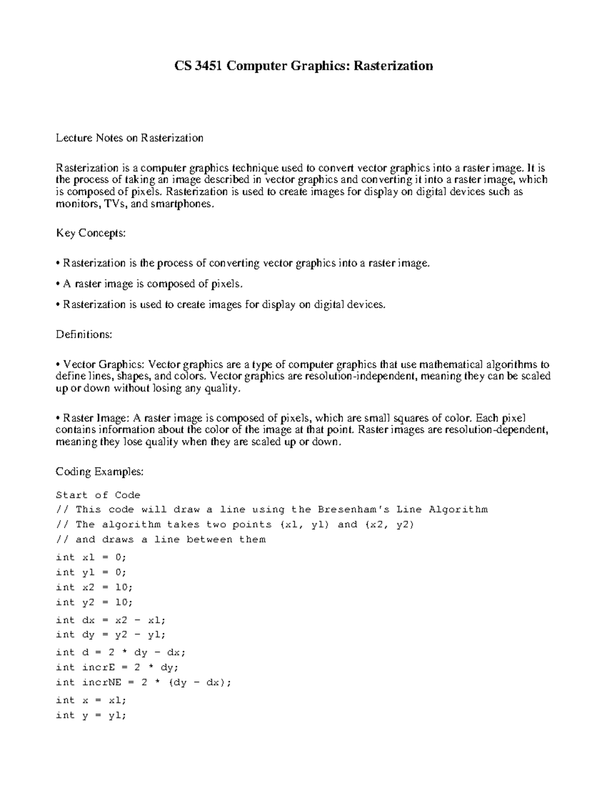 CS 3451 Computer Graphics - Rasterization - CS 3451 Computer Graphics: Rasterization Lecture ...