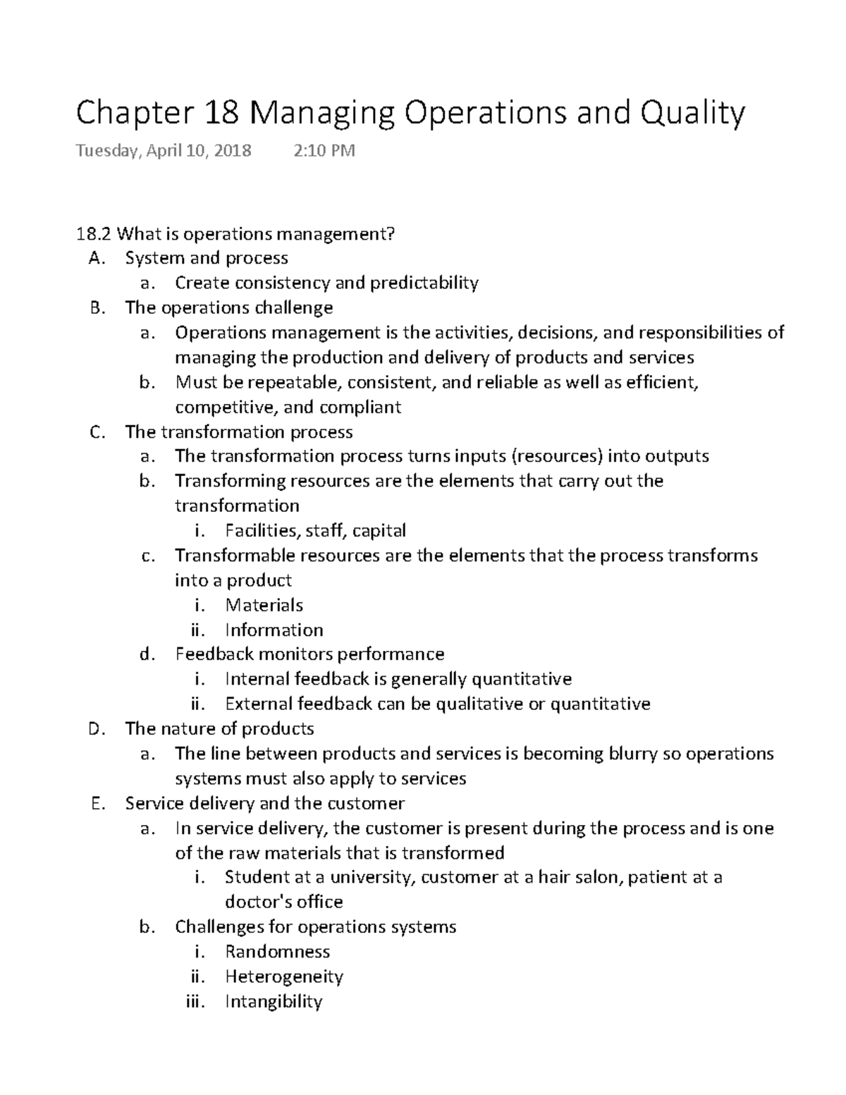 PDF Chapter 18 Managing Operations and Quality - Chapter 18 Managing ...