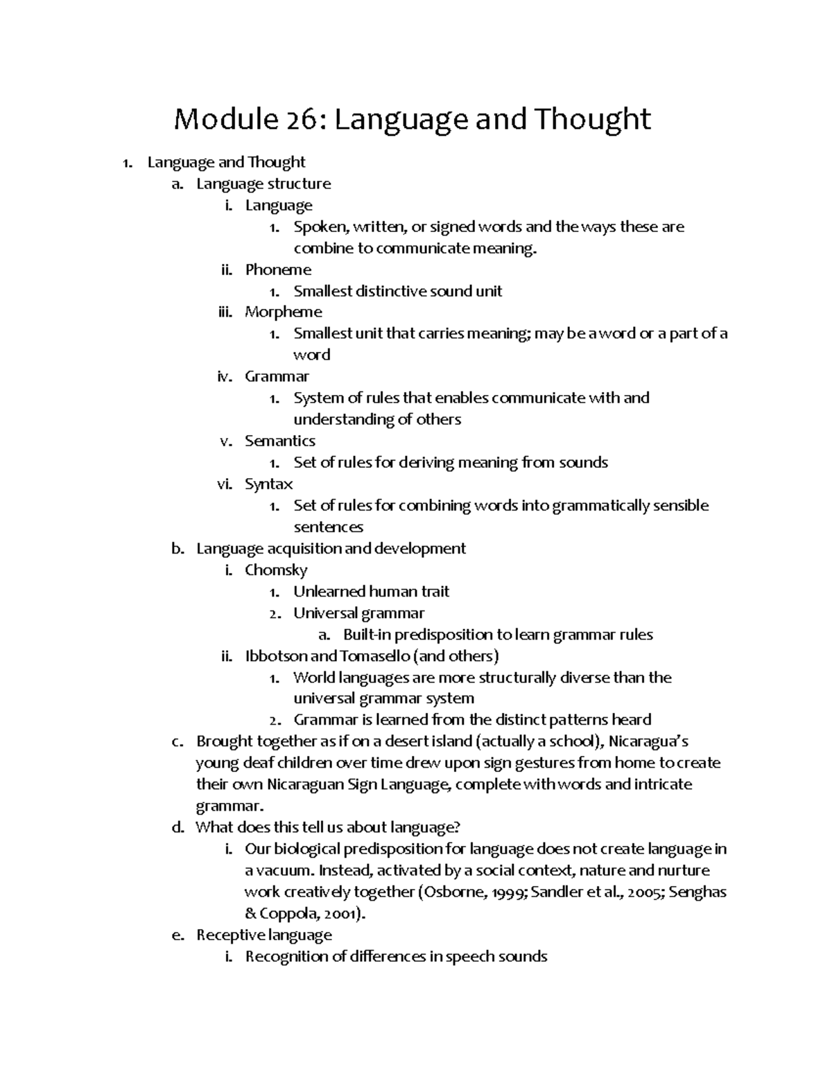 PSY1002 - Module 26 Lecture Notes - Module 26: Language and Thought ...