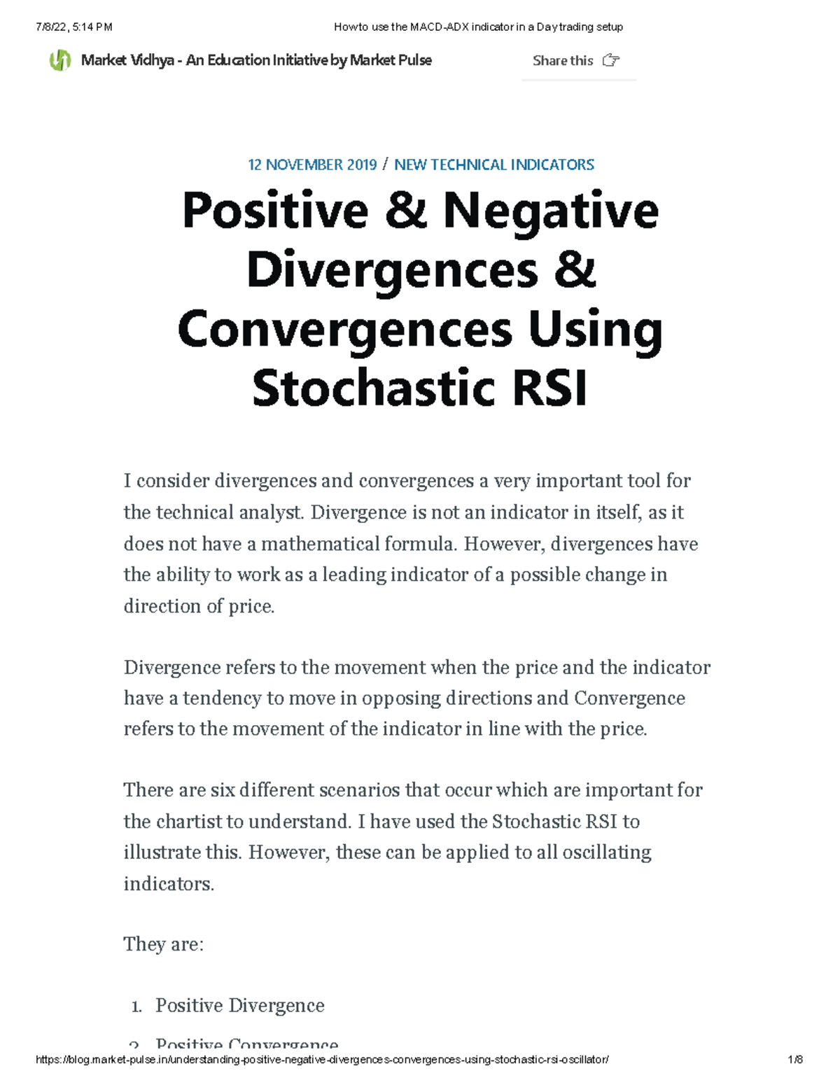 Divergence for stch rsi - 12 NOVEMBER 2019 / NEW TECHNICAL INDICATORS ...