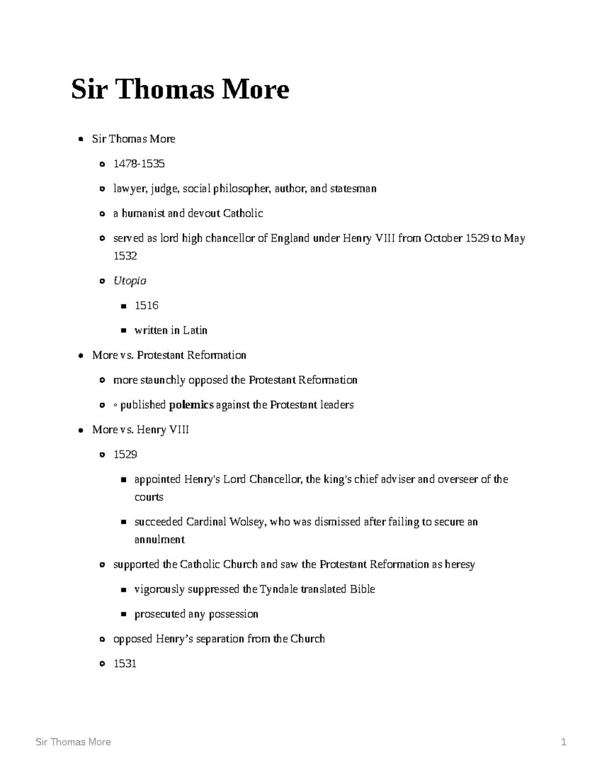 ENGL 2230 Sir Thomas More - Sir Thomas More 1 Sir Thomas More Sir ...