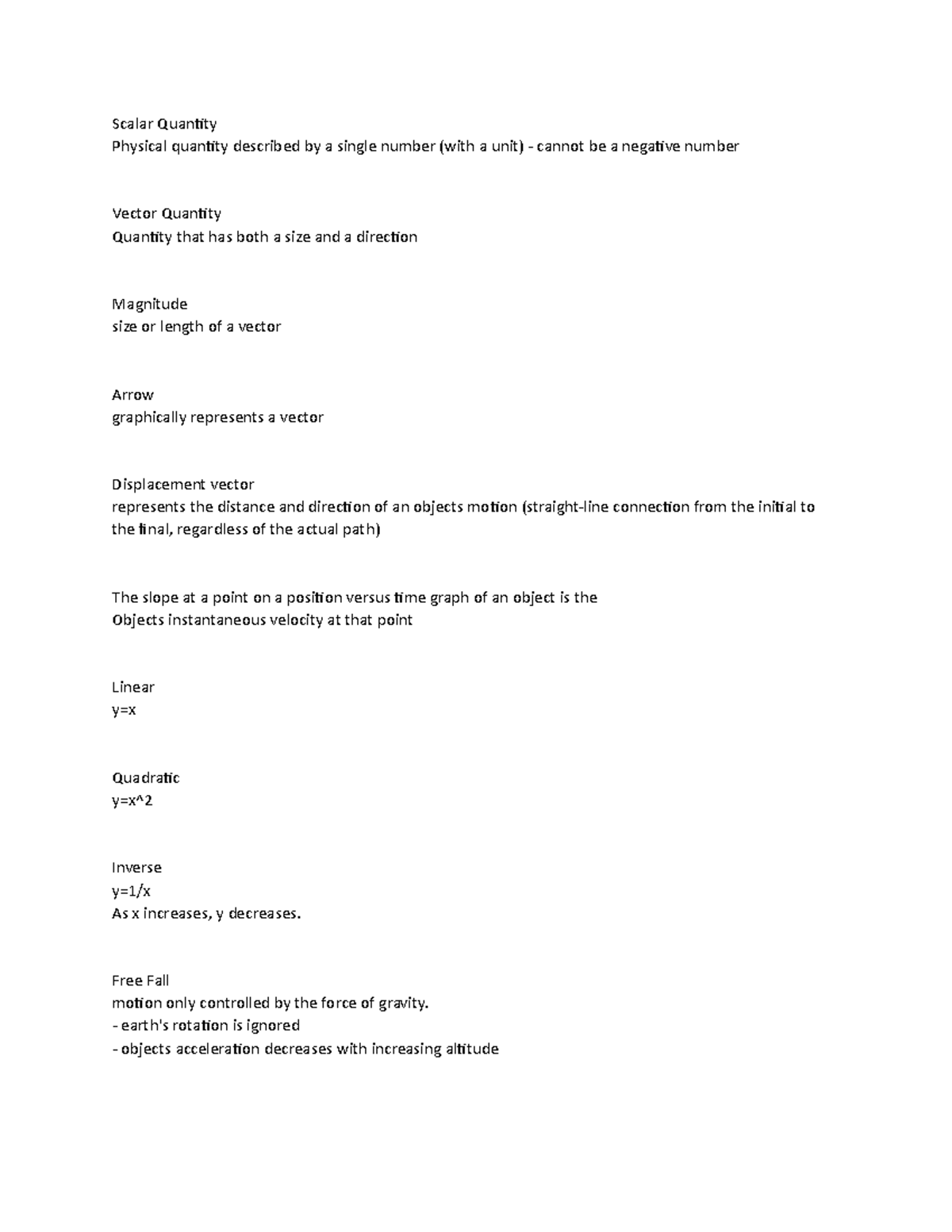 PHYS 2113-PM - PHYS 2113 - Scalar Quantity Physical quantity described ...