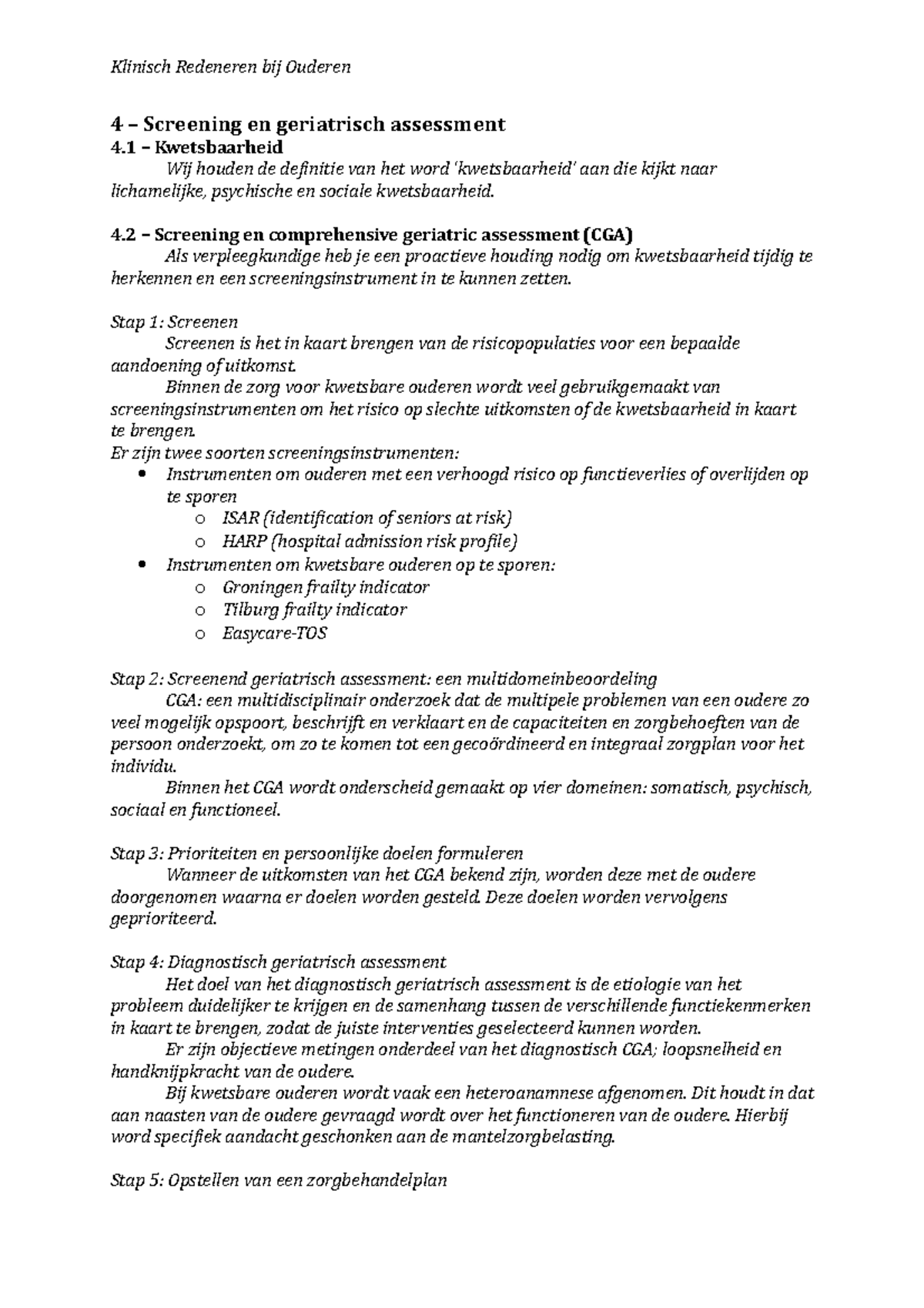 4 Screening en geriatrisch assessment - 4 Screening en comprehensive ...