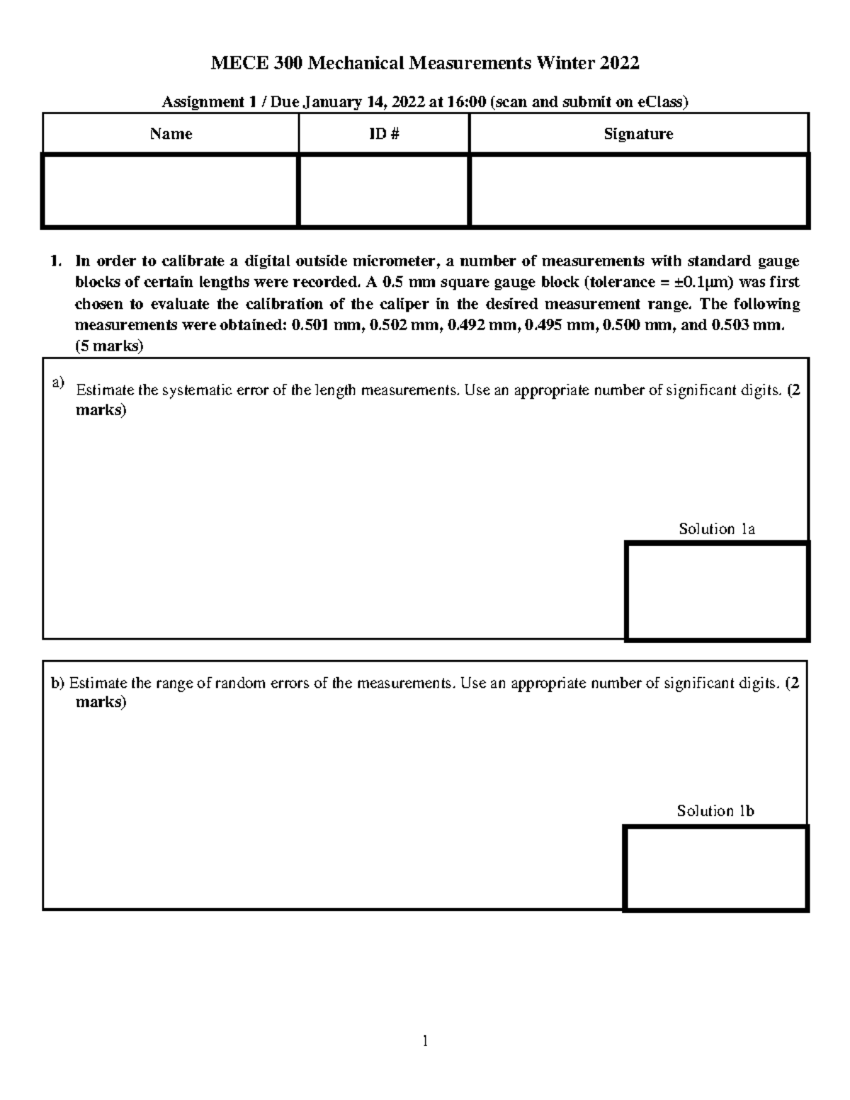WI22 MECE300 assignment 1 Questions asdadad - MECE 300 Mechanical ...