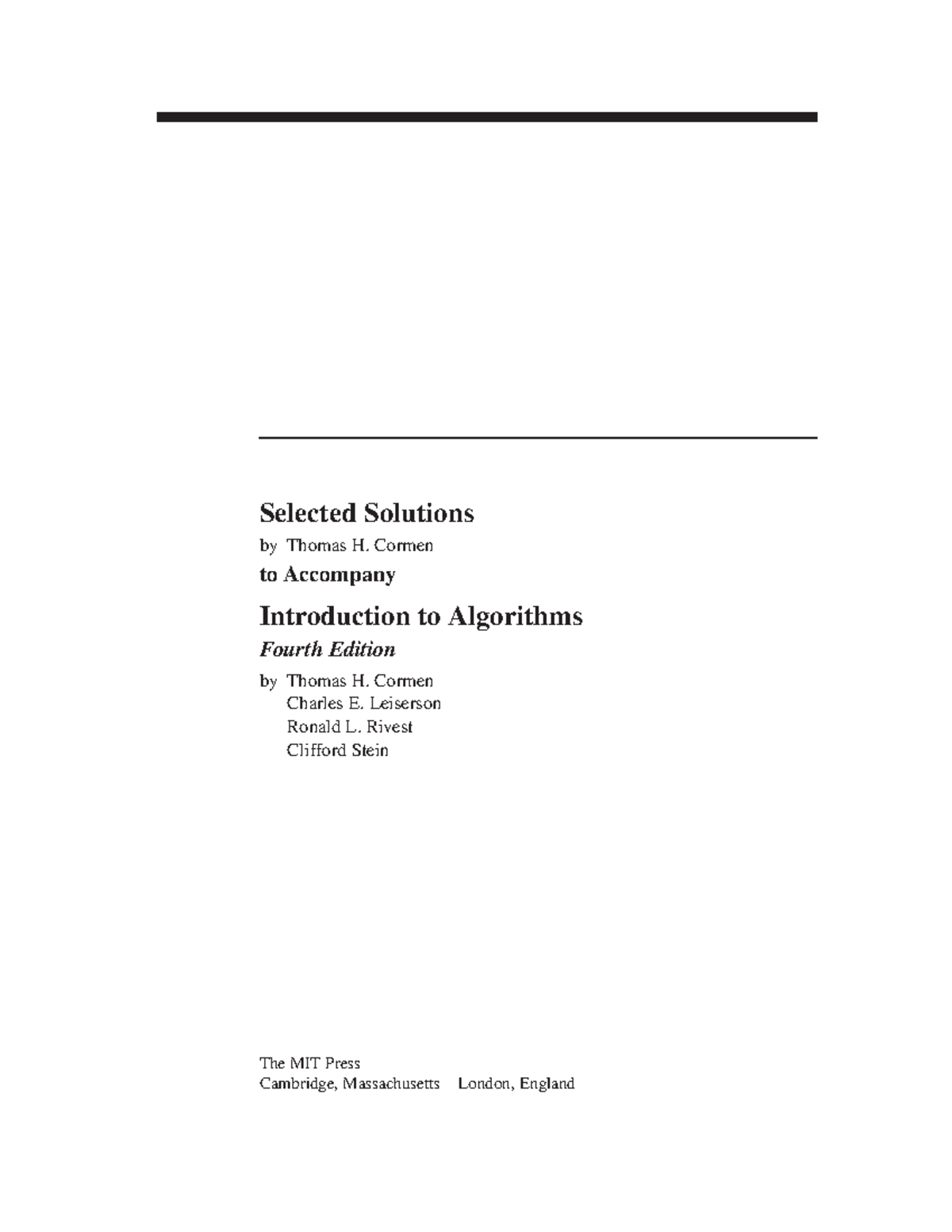 Algo svar bog - algo noter - Selected Solutions by Thomas H. Cormen to ...