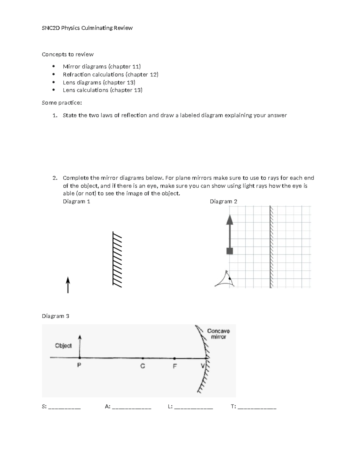 SNC2D Physics culminating review extra practice - SNC2D Physics ...