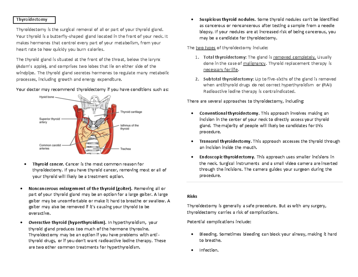OPerations - anatomy, nursing, exam, quizzes, activity - Thyroidectomy ...