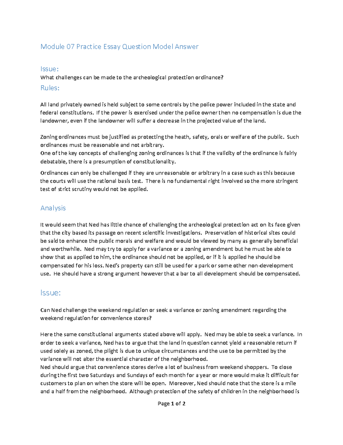 M07Practice Essay Answer - Page 1 of 2 Module 07 Practice Essay Question Model Answer Issue ...