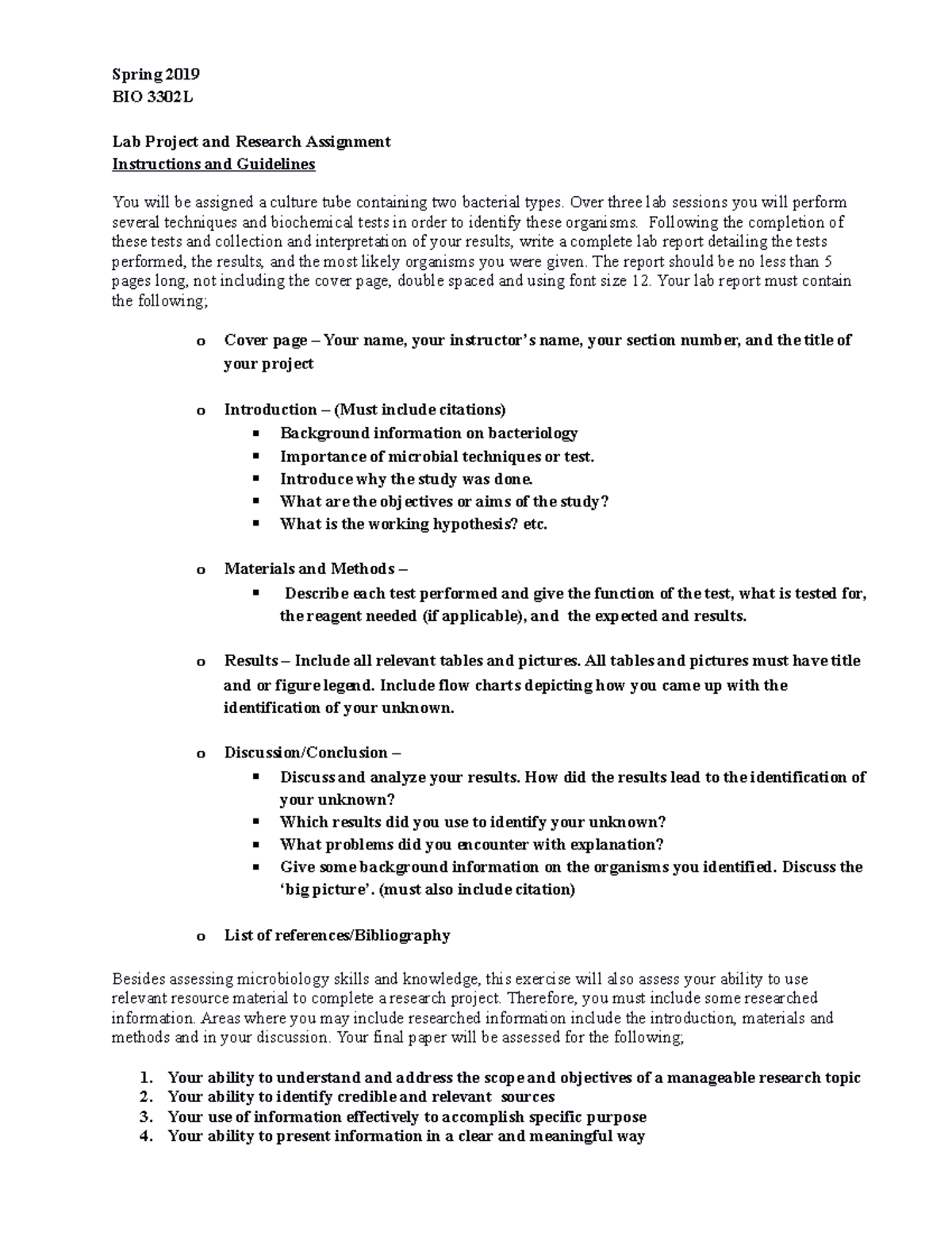 Research Assignment - Information Literacy Spring 2019 - Spring 2019 ...