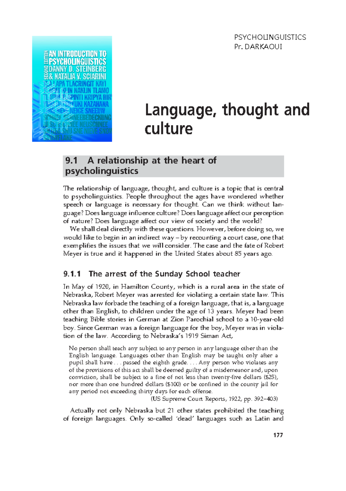 16 Language AND Thought - Language, thought and culture 9 A ...