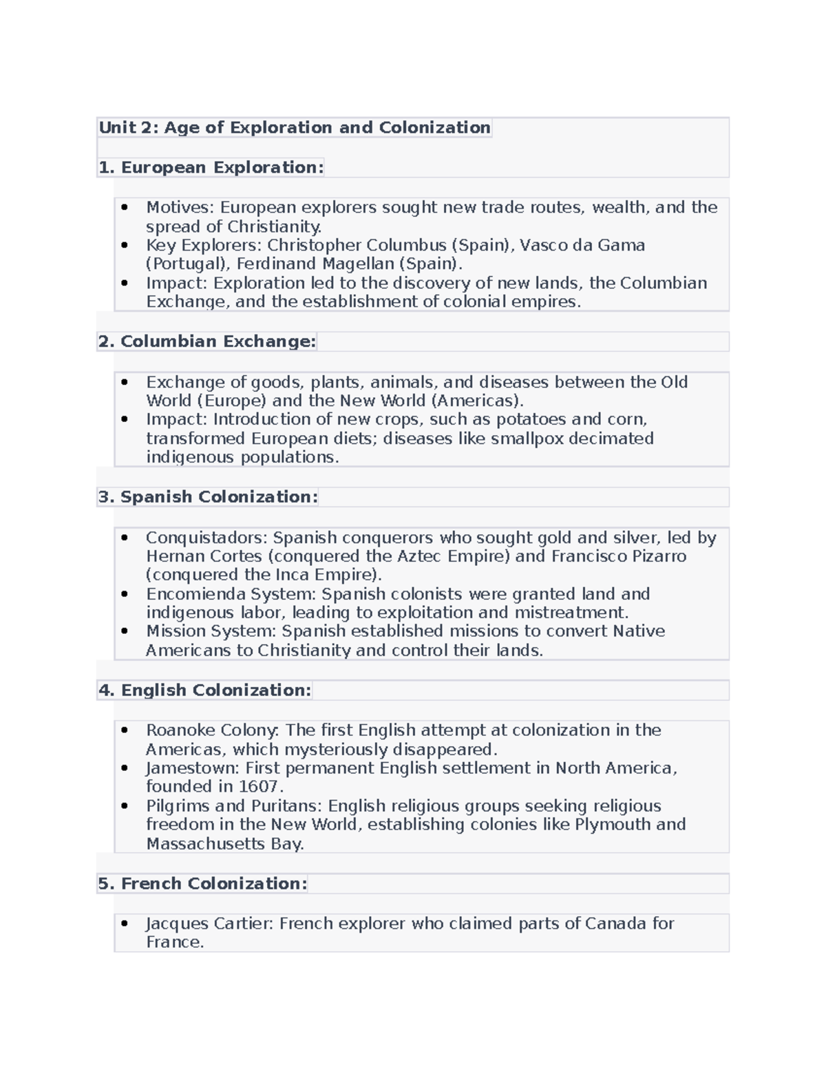 Unit 2 age of explorationa and colonization - Unit 2: Age of ...