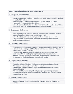 Unit 2 age of explorationa and colonization - Unit 2: Age of ...
