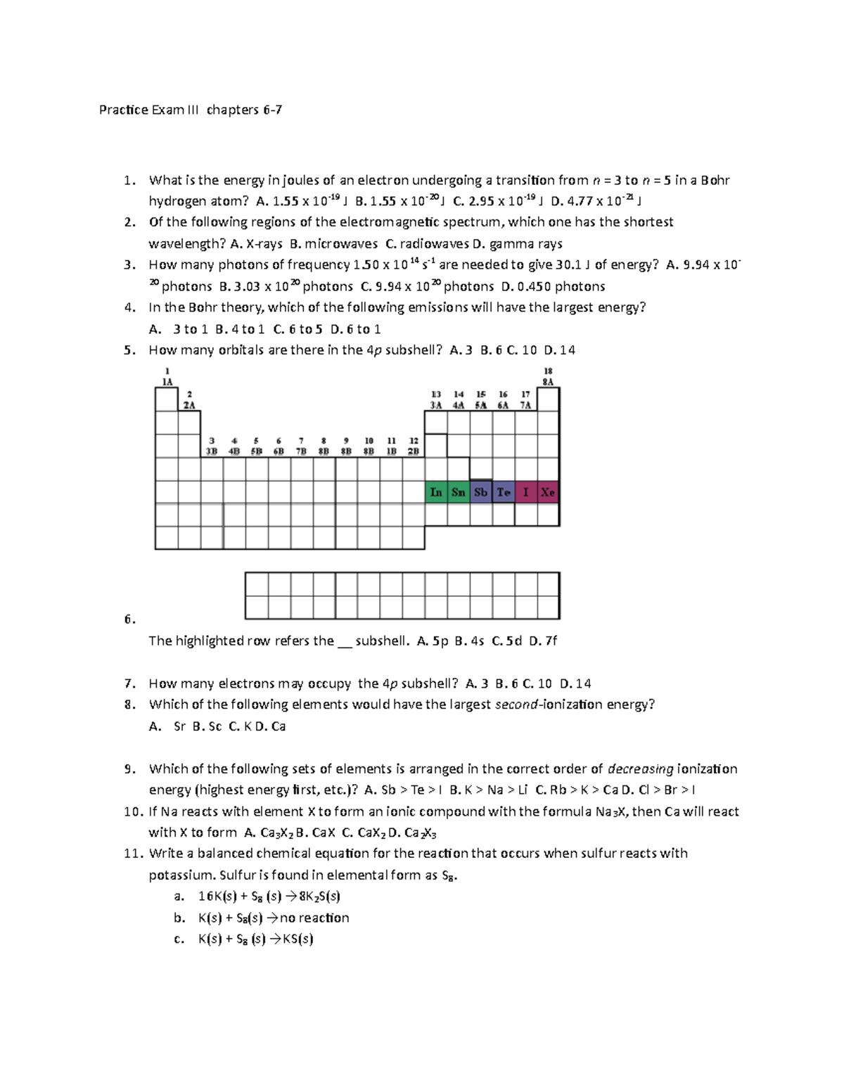 3a Practice Exam 3 ch 6 7 (6) - Practice Exam III chapters 6- What is ...