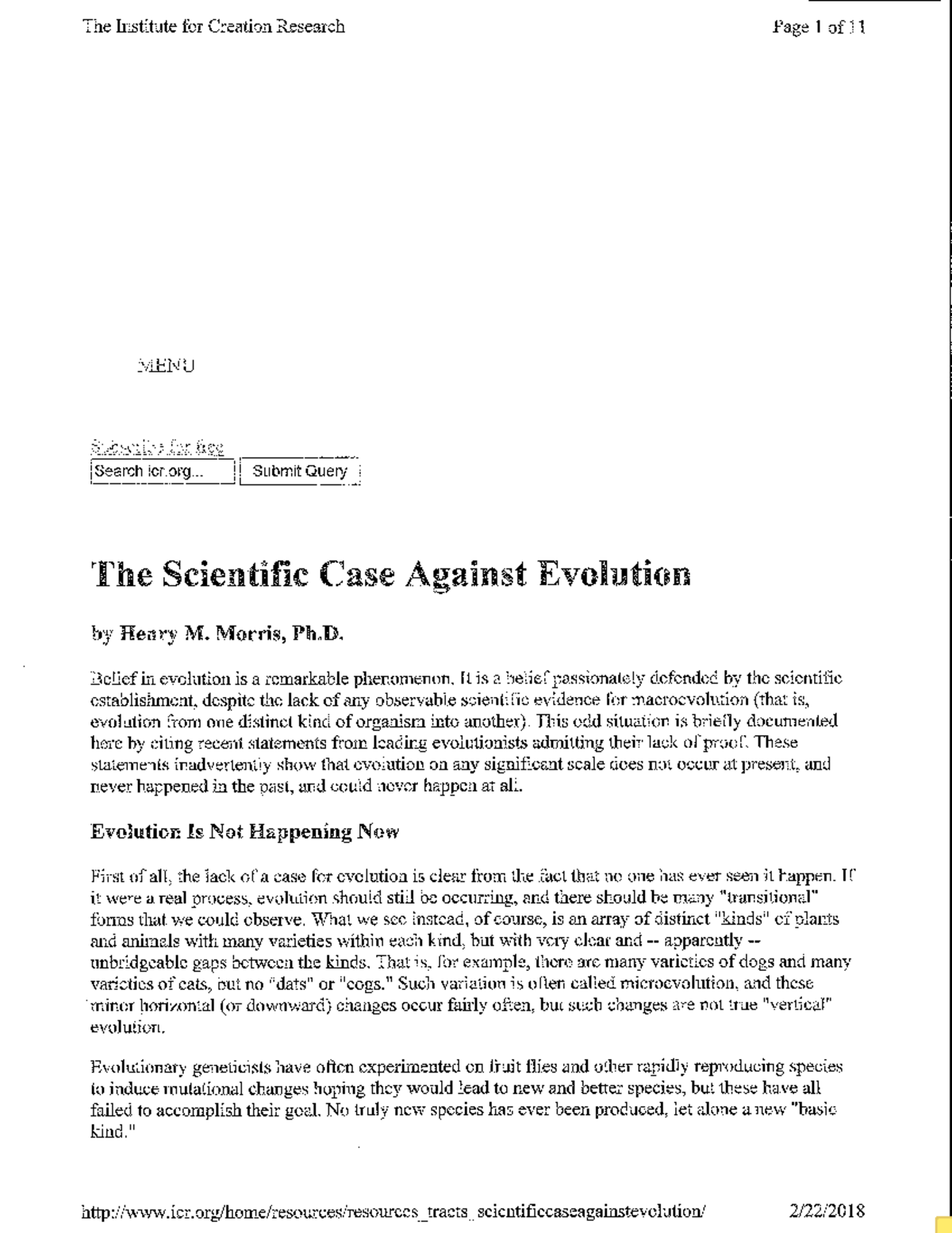 Creationism and the Case Against Evolution - PHIL 279 - LUC - Studocu