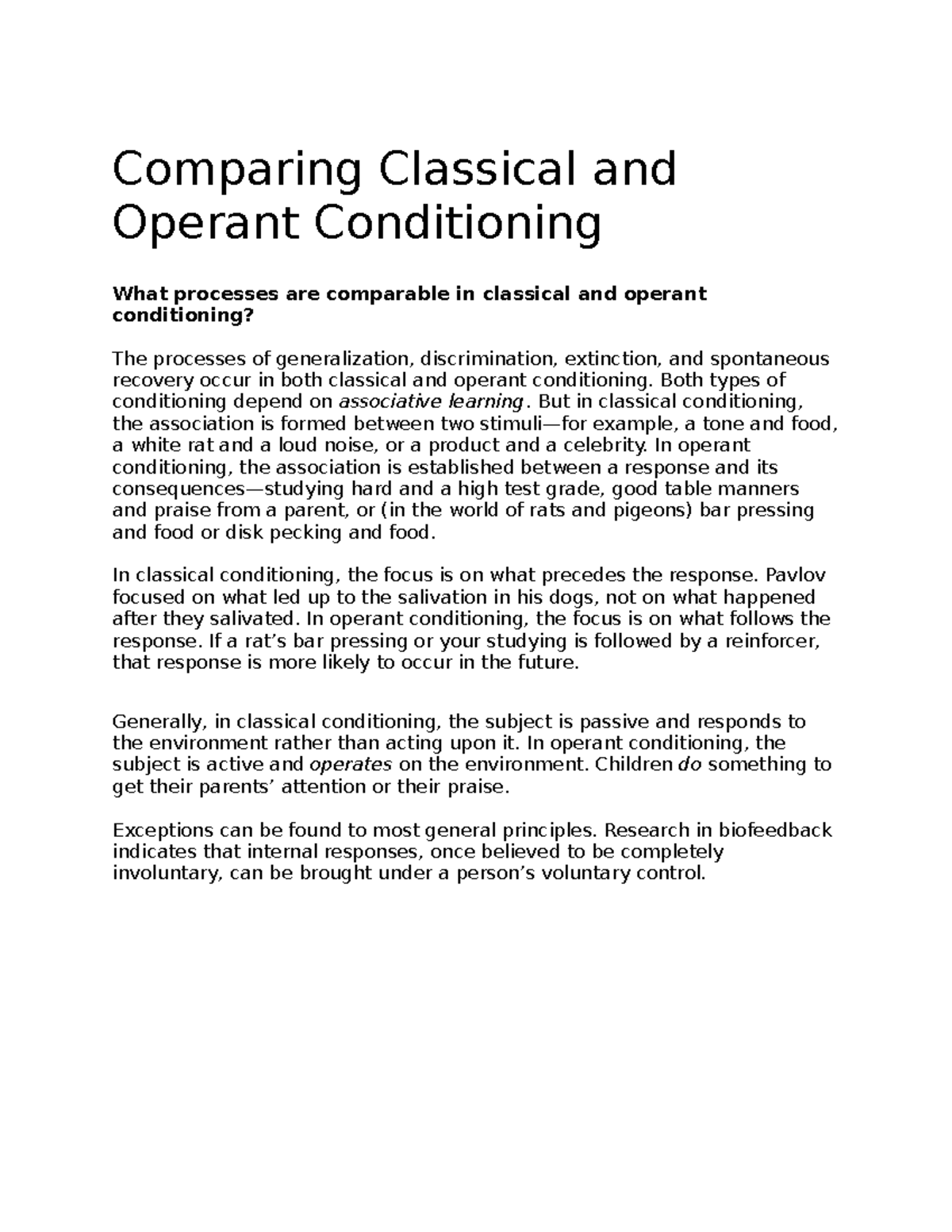 5.3 - comparing classical and operant conditioning - Comparing ...