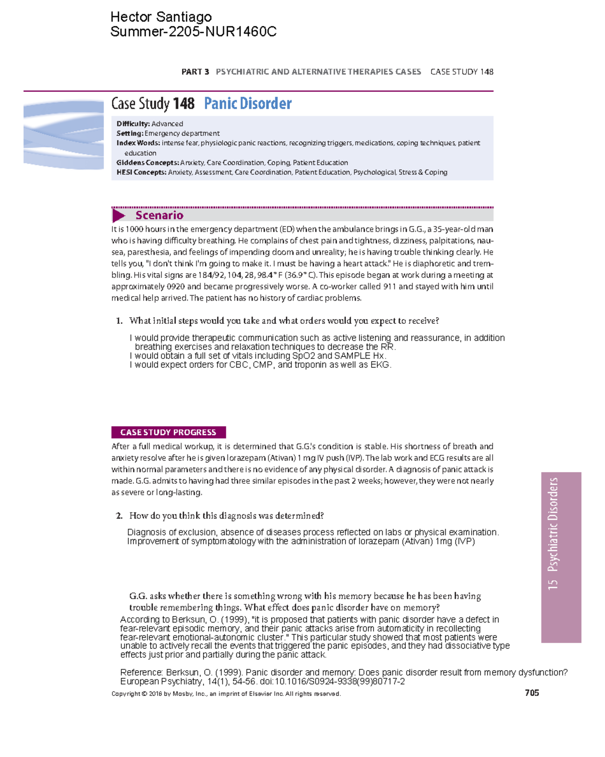 Case Study 148 Panic Disorder - Case Study 148 Panic Disorder ...