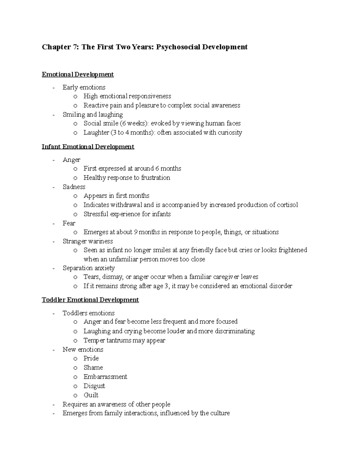 Human Growth Chapter 7 - The First Two Years: Psychosocial Development ...