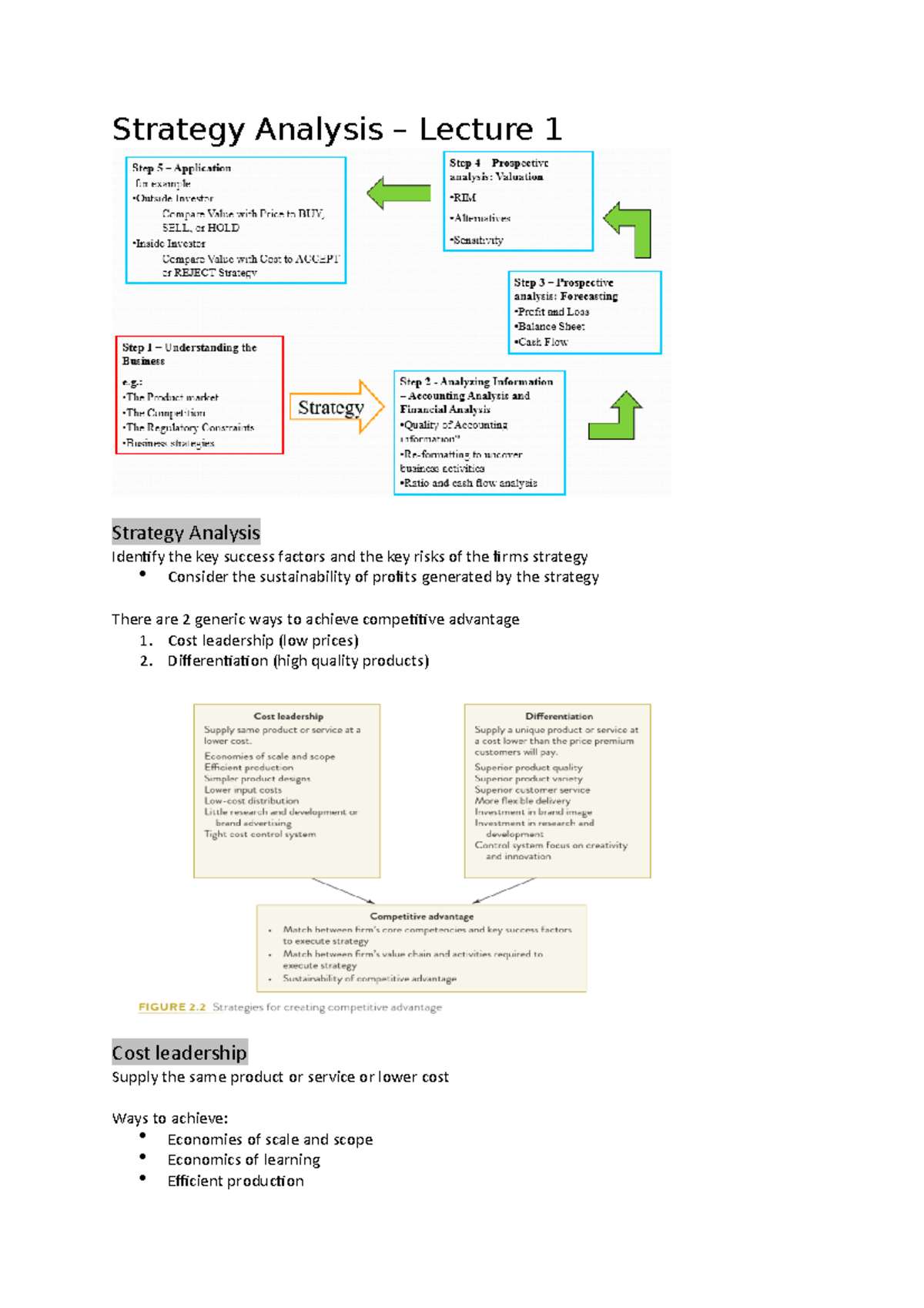 Strategy Analysis - lecture 1 - Strategy Analysis – Lecture 1 Strategy ...